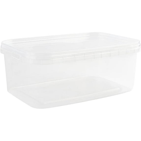 34 oz Rectangular Clear Food Storage Containers with Lids - Stackable ...