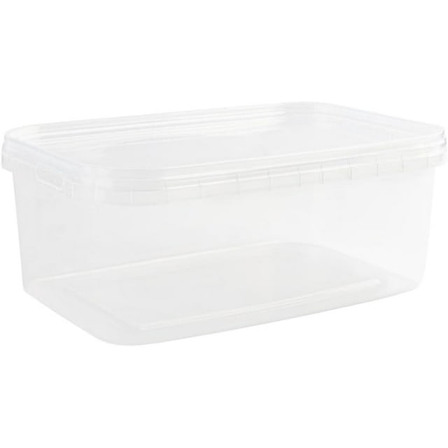 34 oz Rectangular Clear Food Storage Containers with Lids - Stackable ...
