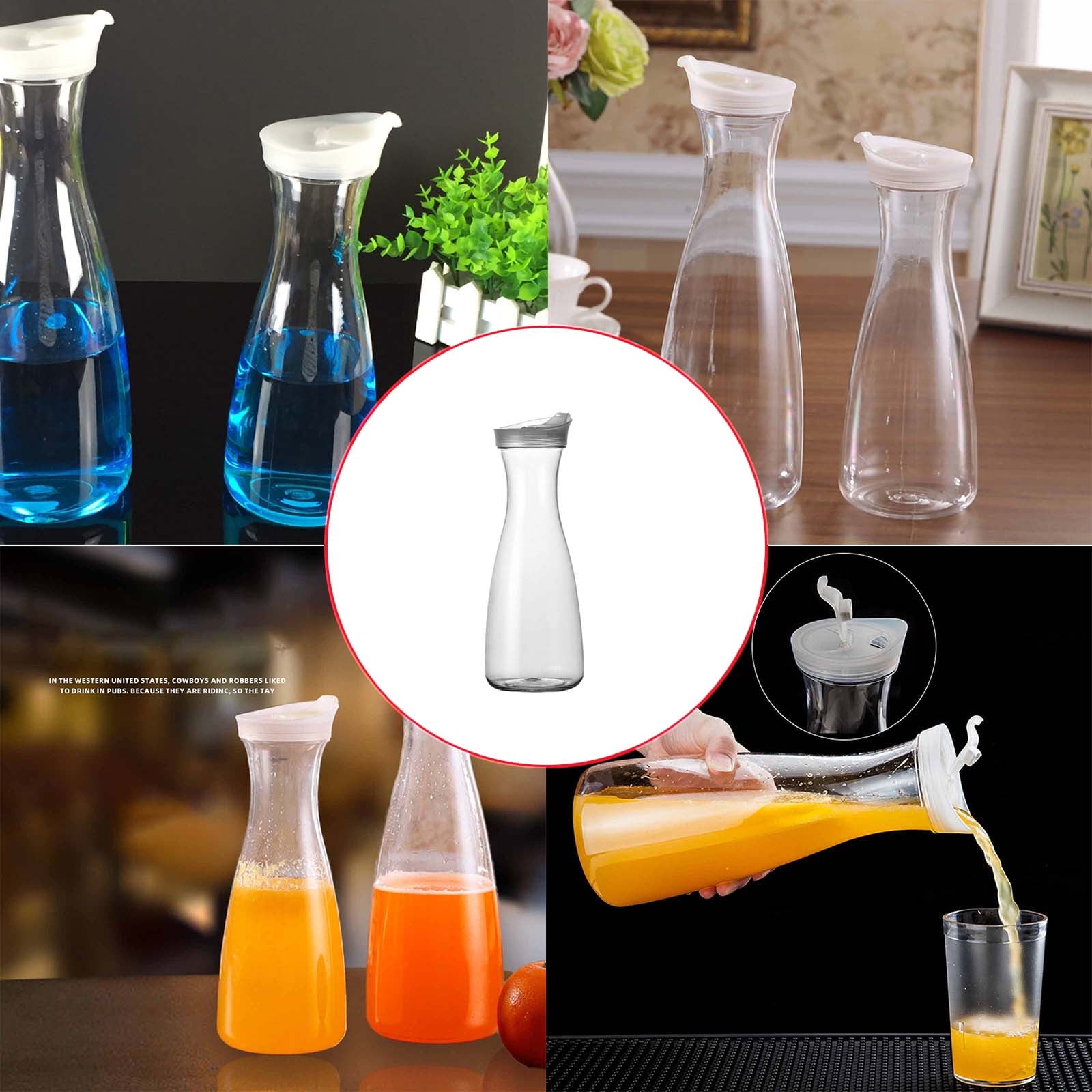 34 oz Transparent Juice & Water Bottle with Handle - Reusable Portable ...