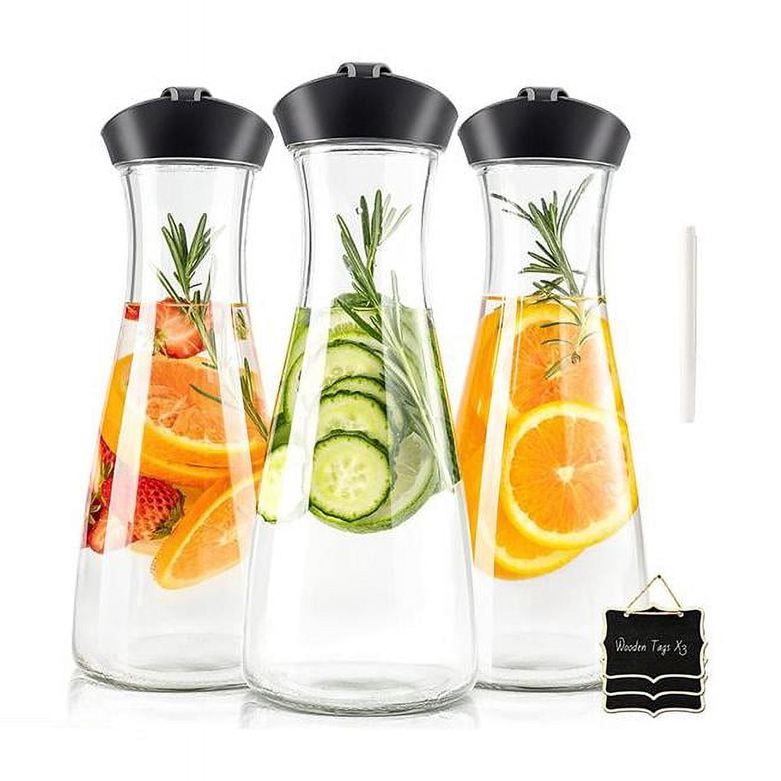 34 oz Water Bottle Set, Juice Container with Airtight Lid for Juice ...