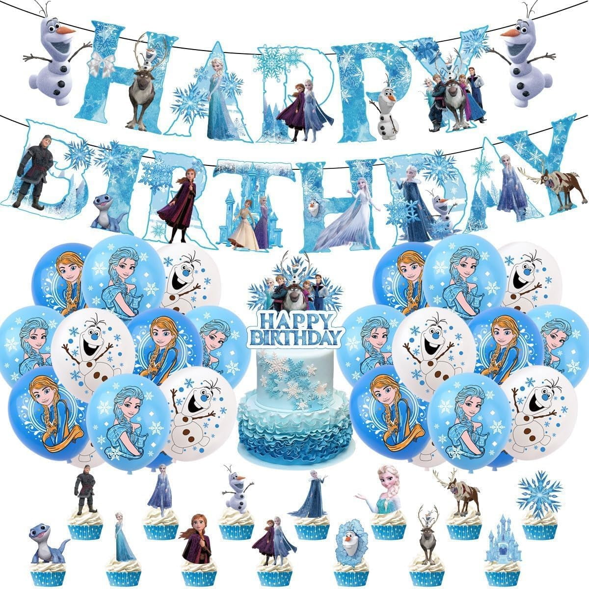 34 pcs For Frozen theme party setup, easy to assemble decorations ...