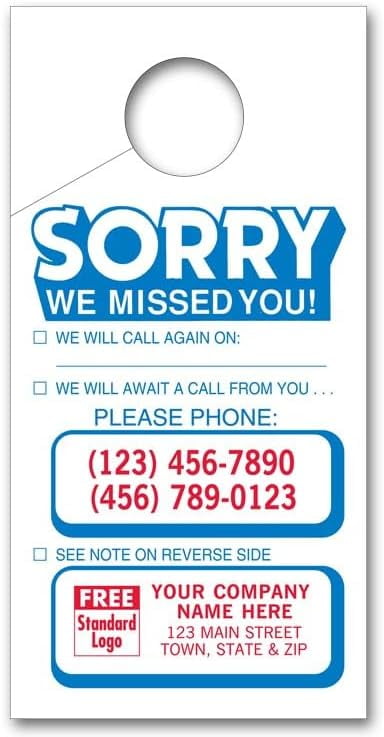 34 sorry we missed you doorknob hanger 3 x 6" qty 500 - Walmart.com