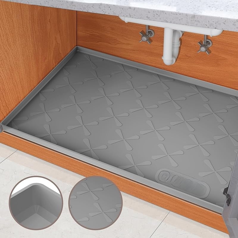 34" x 22" Under Sink Mat Waterproof, Silicone Mat Kitchen Drawer Shelf ...