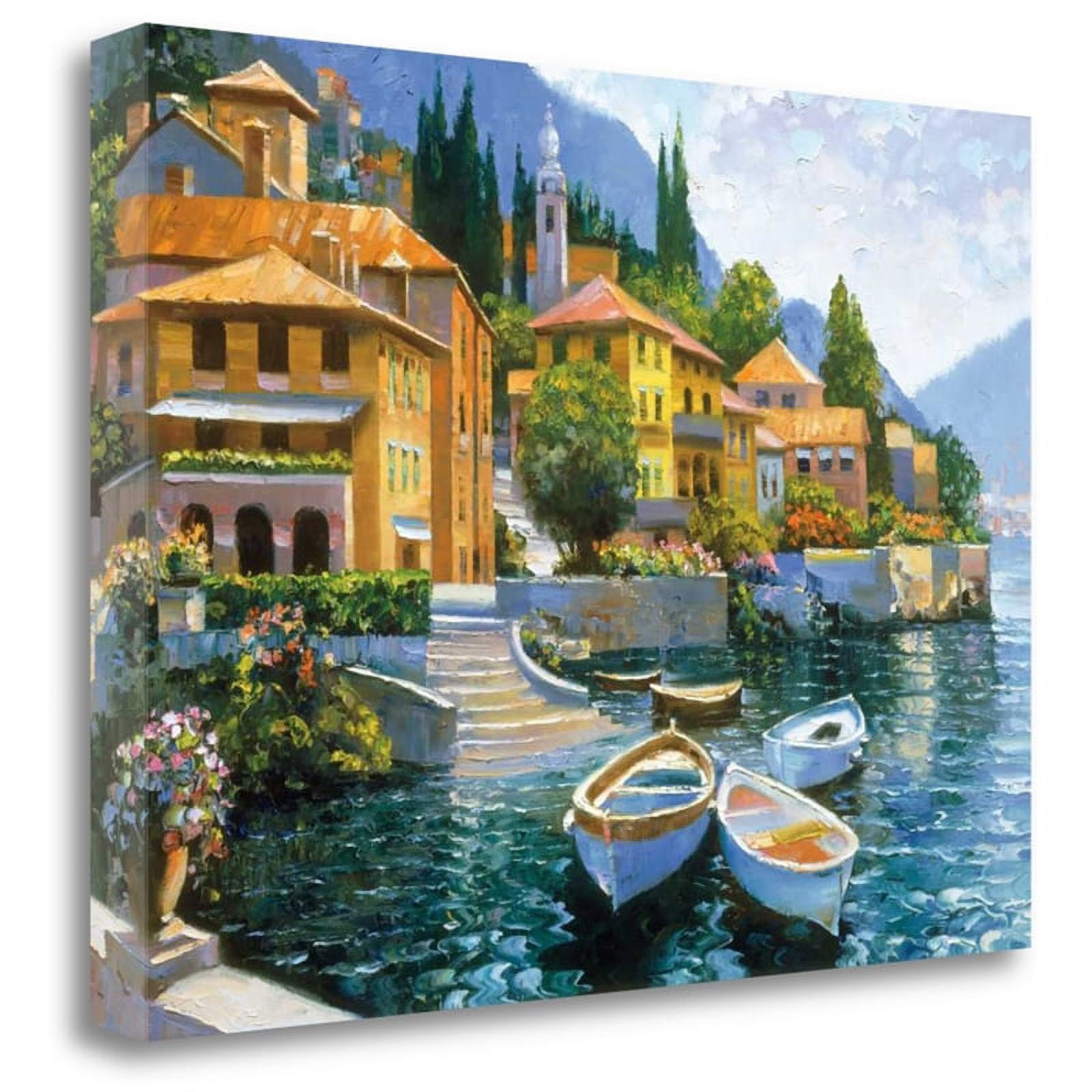 34" x 25" Lake Como Landing by Howard Behrens Print on Canvas Fabric ...