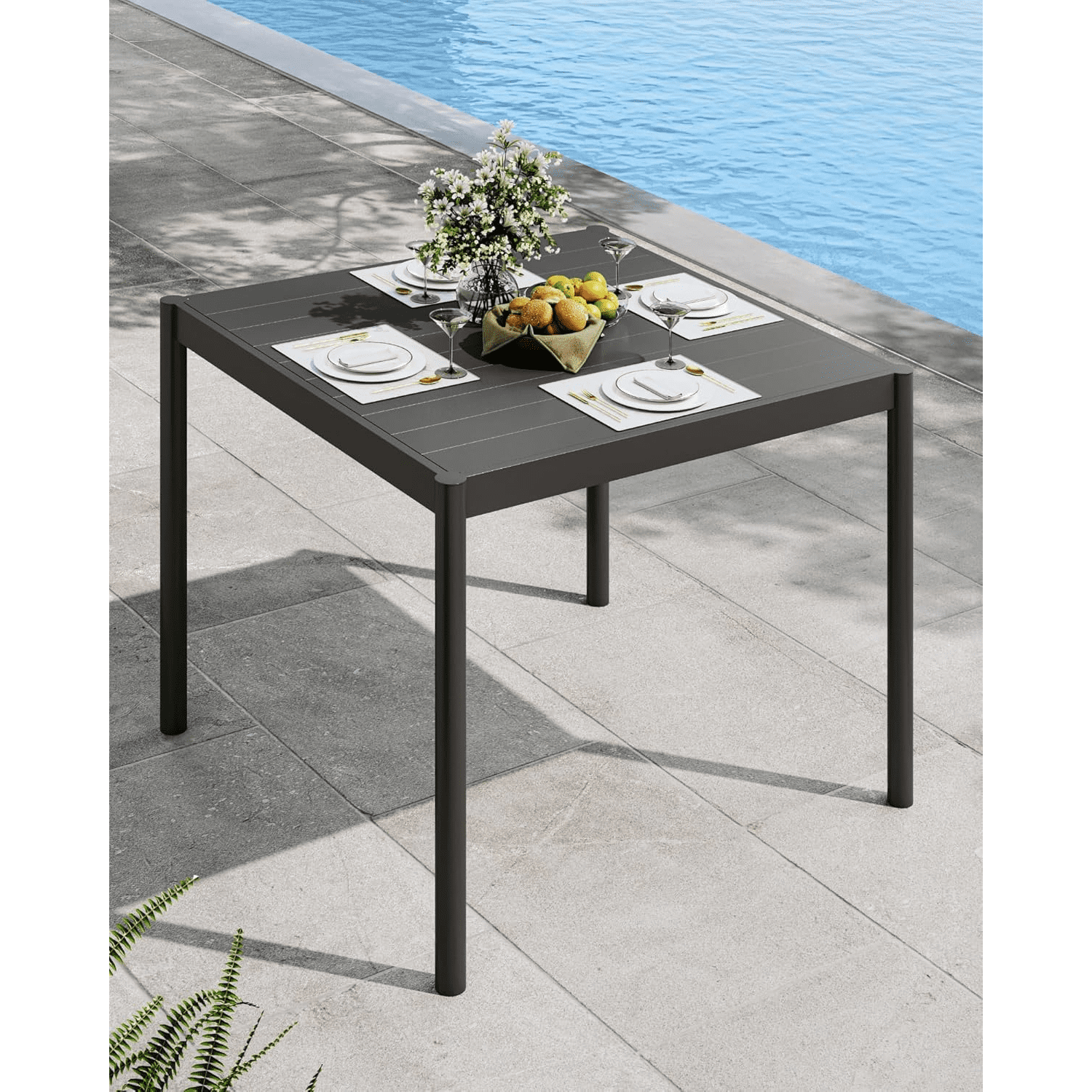 34" x 36"Aluminum Outdoor Dining Table Square Patio Table for 2-4 ...
