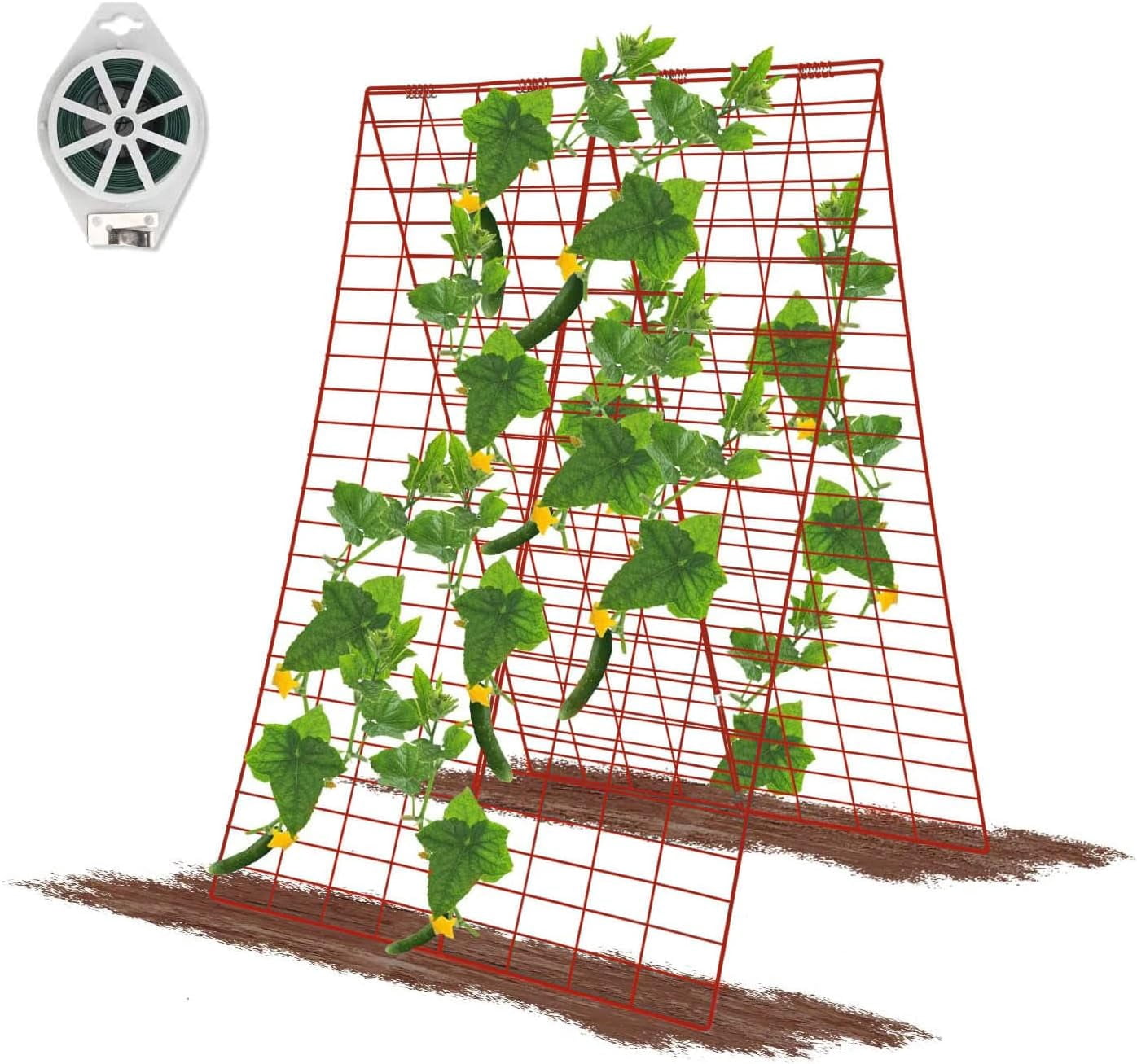 34 x 48 Inches Red Foldable Cucumber Trellis A-Frame Garden Trellis ...
