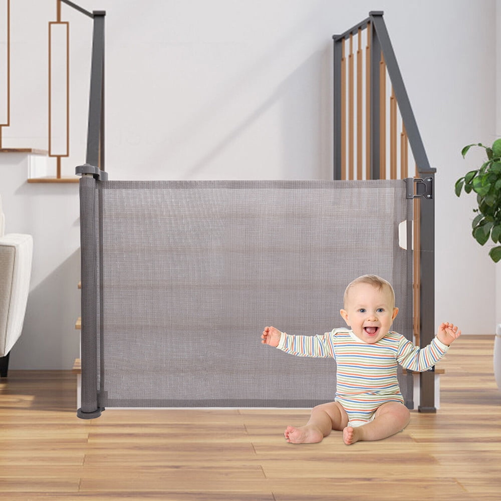 34" x 59" Retractable Baby Gate, Baby Safety Mesh Gate for Stairs ...
