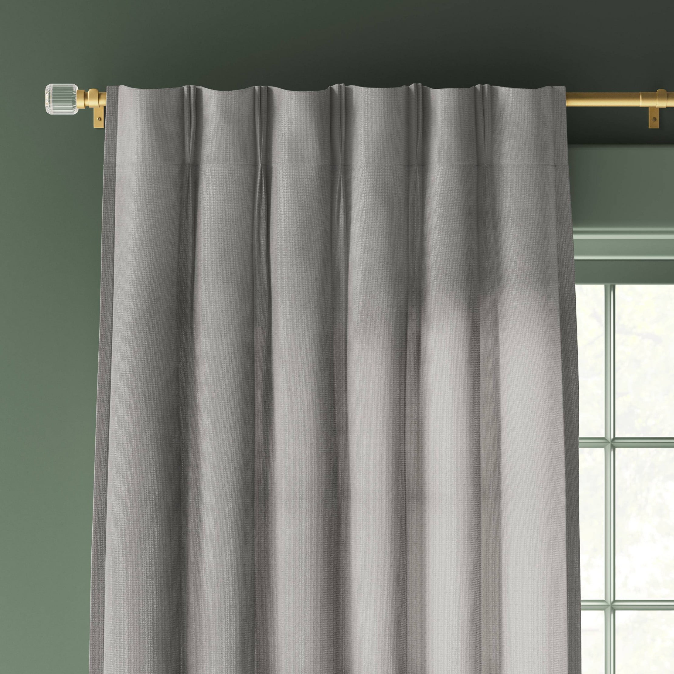 34"x95" Light Filtering Pebble Satin Curtain Panel with Pinch Pleat Gray: Luxury Woven Indoor ...