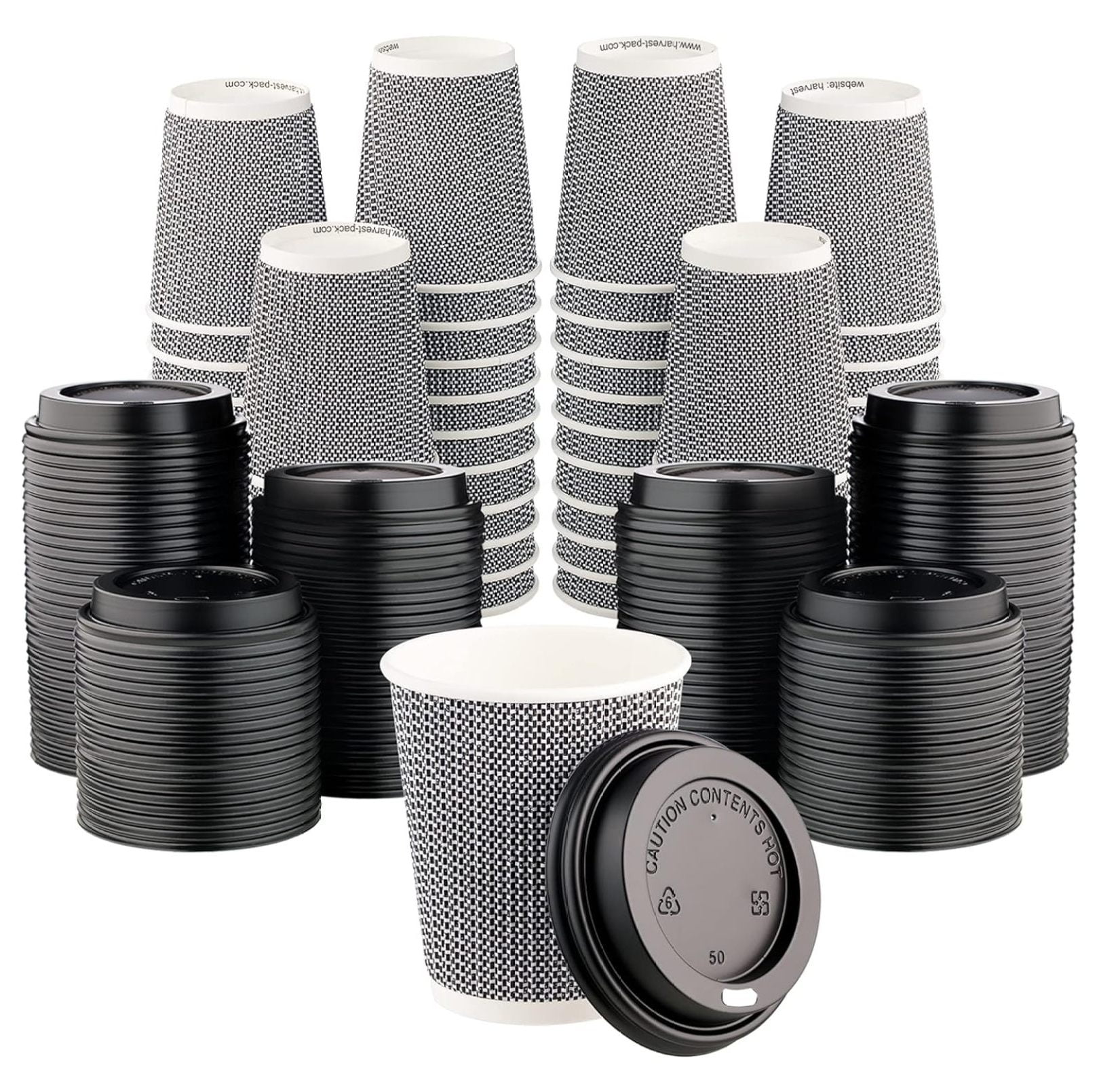 [340 SET]Harvest Pack 16 oz Disposable Coffee Cups, Insulated Ripple ...