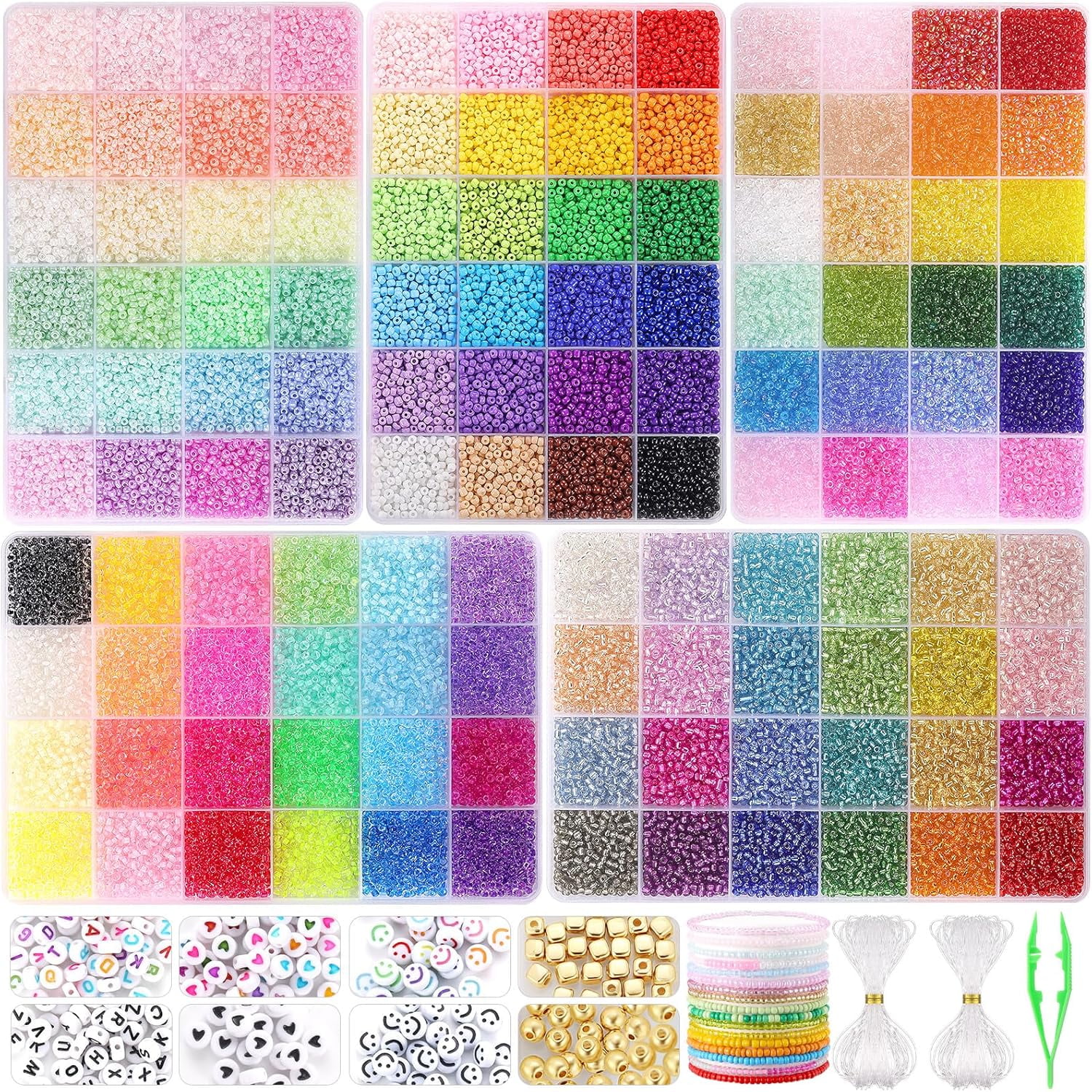 34000pcs+ 3mm Seed Beads for Jewelry Making, 5 Types 120 Colors Small ...