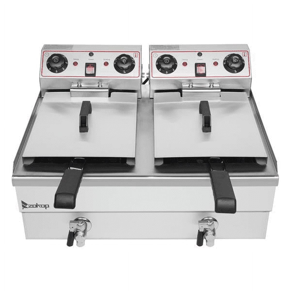 3400W MAX 110V 16.9QT/16L Double Tank Deep Fryer with 24.9QT/23.6L ...