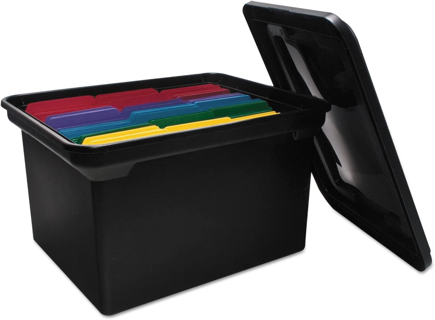 34052 File Tote Storage Box w/Lid, Legal/Letter, Plastic, Black ...