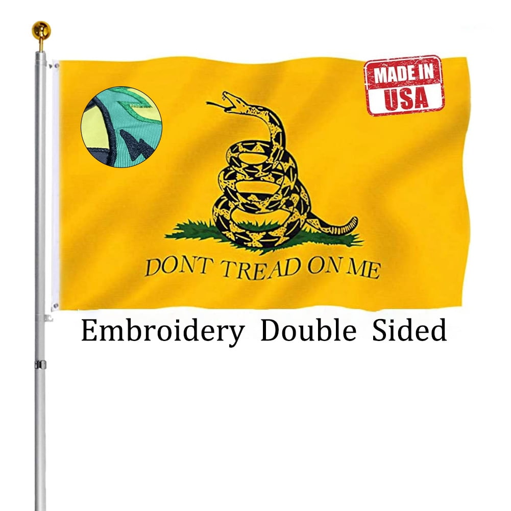 340D Embroidered Gadsden Snake Flag 3x5 Outdoor- 2Ply Double Sided ...