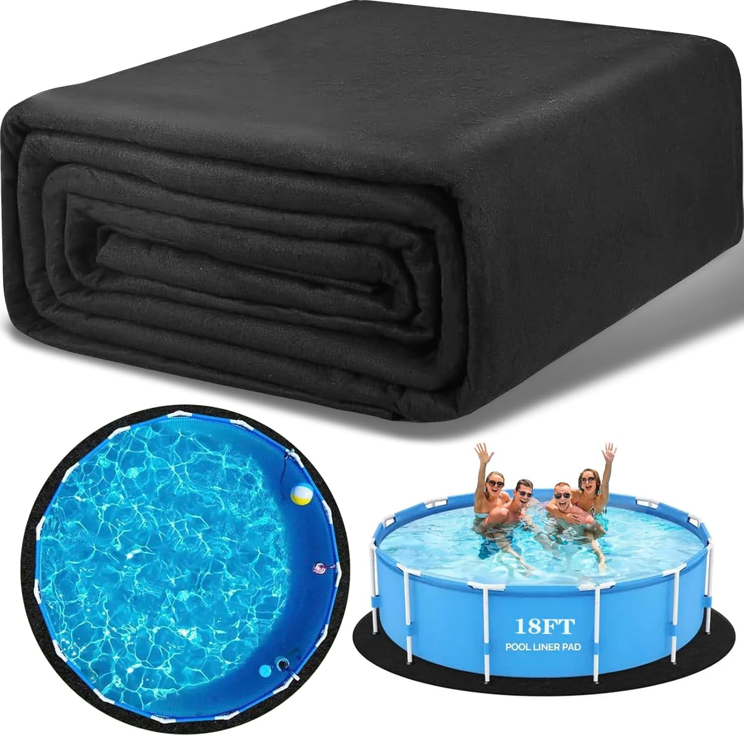 340G/M² Thicker 18 FT Round Pool Liner Pad for Above Ground Pools ...