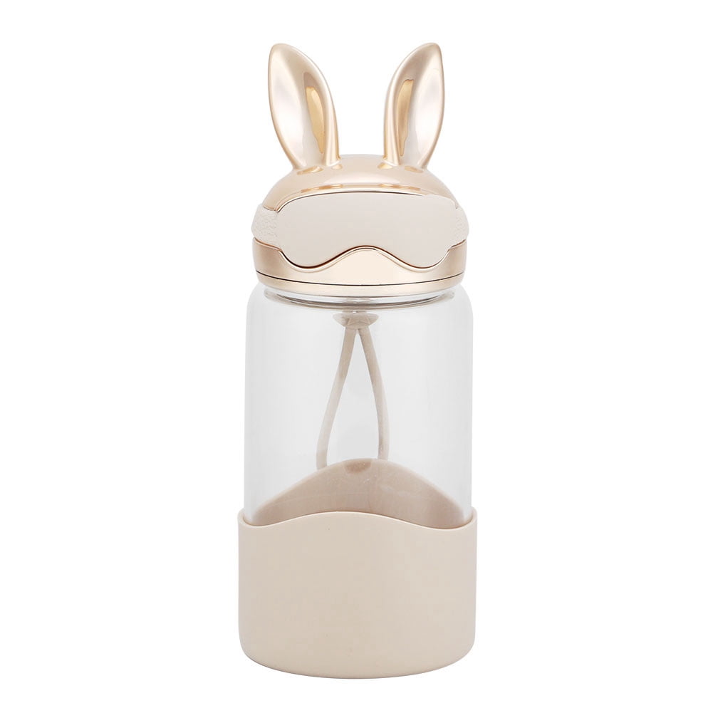 340ML Portable Tea Cup for Hot & Cold Beverages Beige Gold Rabbit Ears ...