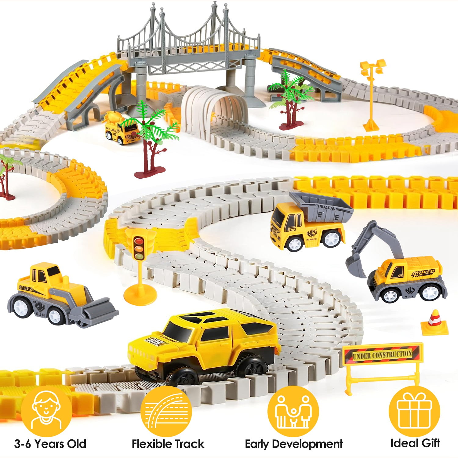 340Pcs Kids DIY Race Track Toys Set STEM Car Construction Track Playset ...