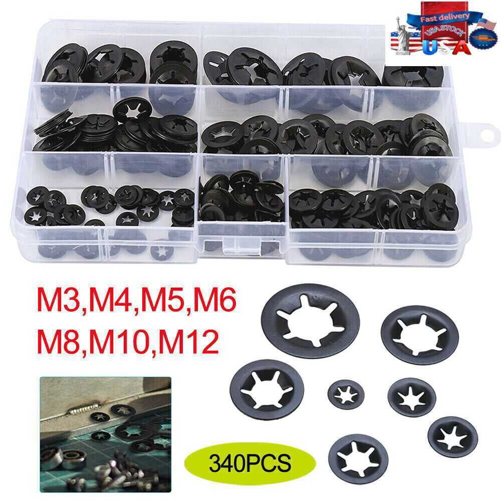 340Pcs Starlock Washers Push On Lock Star Tooth Grab Fastener Clips ...