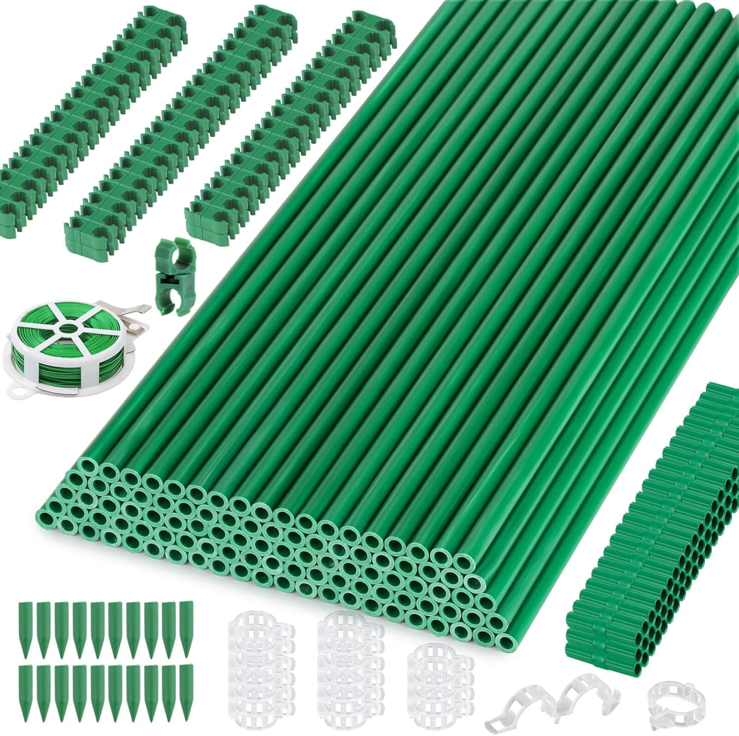 342PCS Garden Stakes Set with 100 Sets Fiberglass Plant Stakes Sticks ...