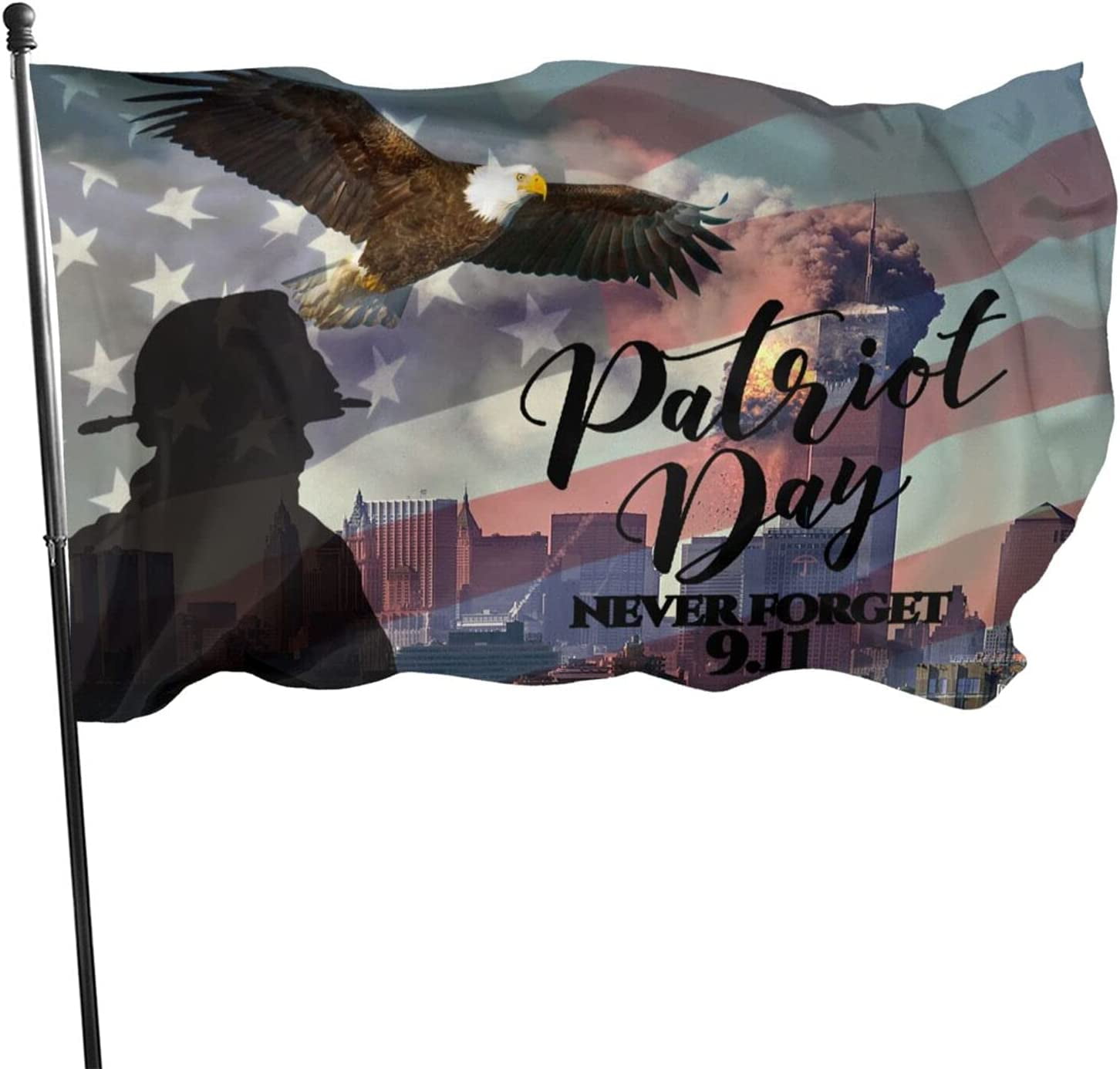 343 Firefighter Memorial 9-11 Never Forget Flag 4.85x8 ft Outdoor Decor ...