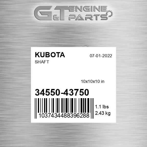34550-43750 SHAFT fits KUBOTA (New OEM) - Walmart.com