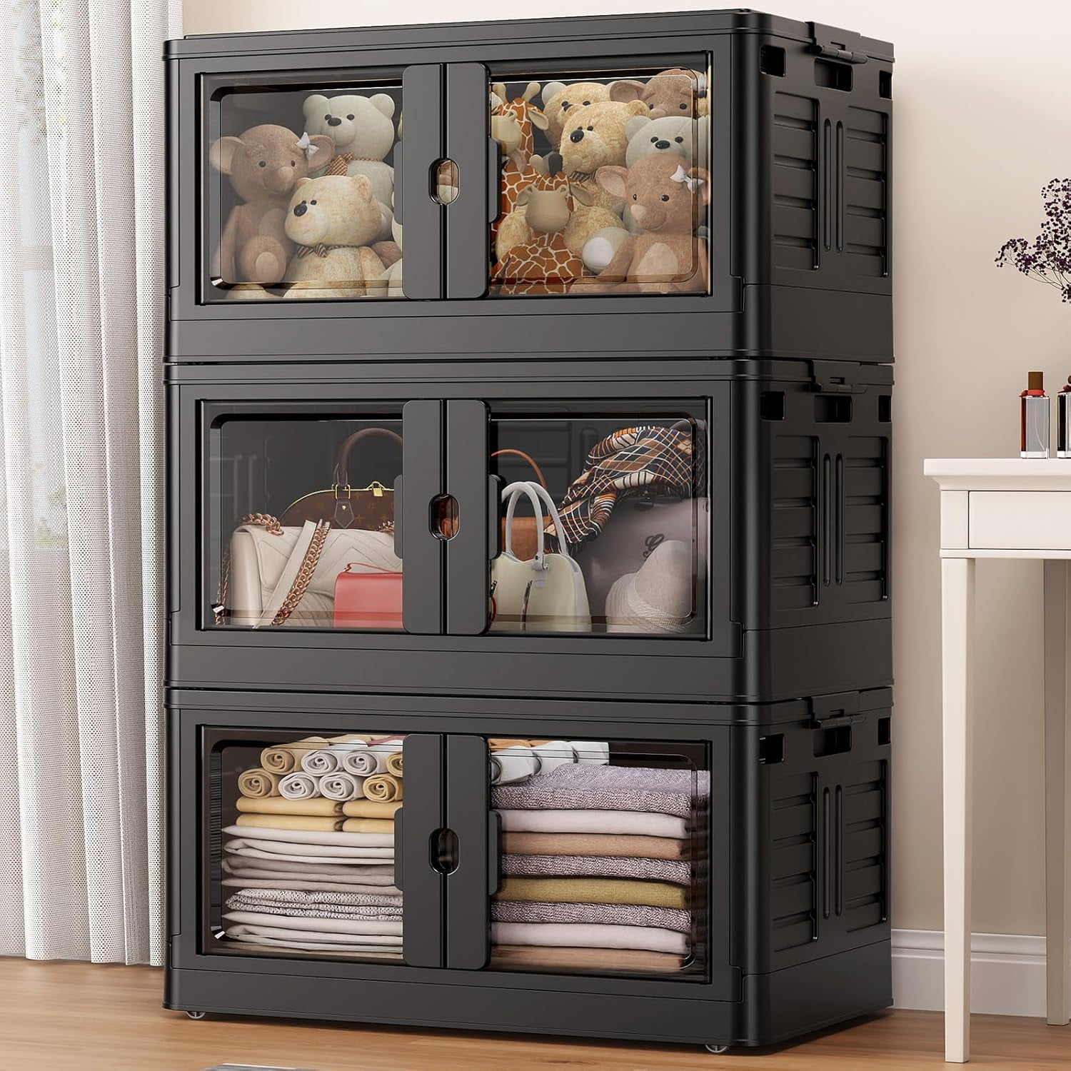 345Qt Stackable Storage Bins with Individual Lids & Wheels, Large ...