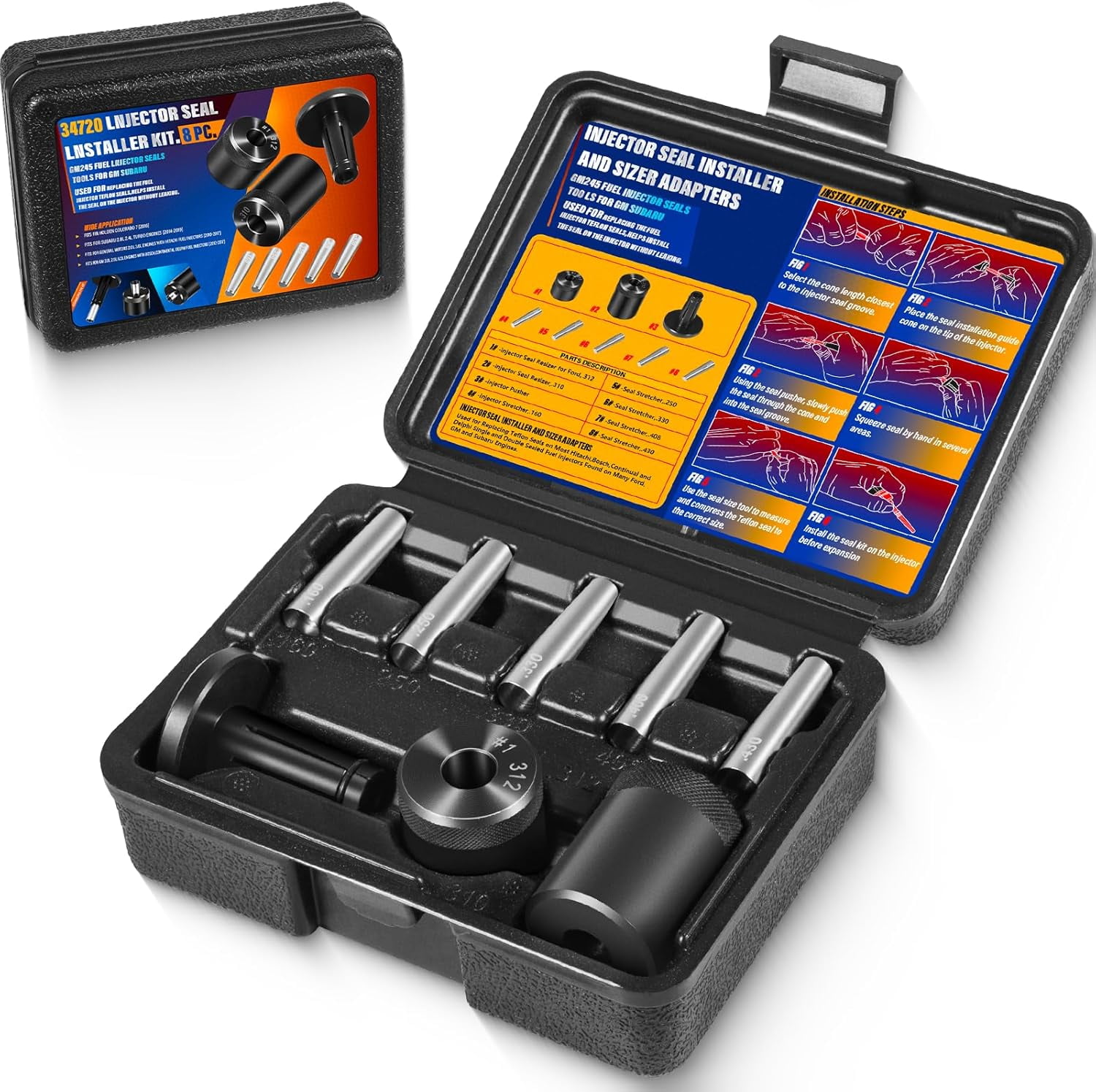 34720 Injector Seal Installer Kit 8Pcs Fit for Ford GM and Subaru ...