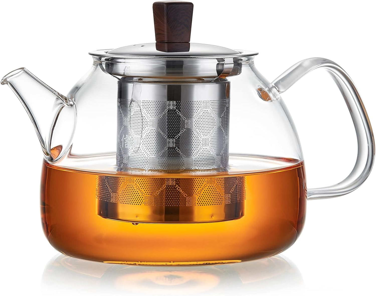 34OZ/1000ml Glass Teapot with Stainless Infuser, Drip- Spout, and ...