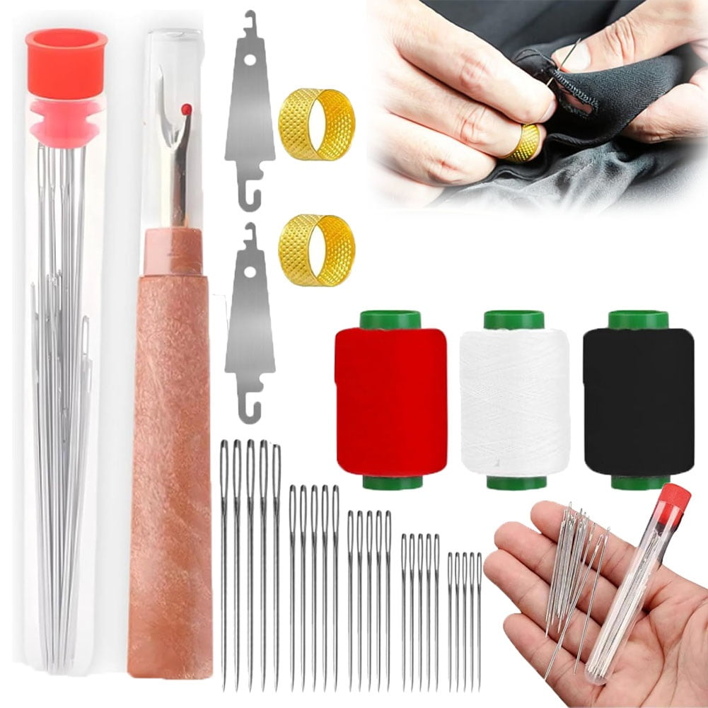 34PCS Big Eye Steel Needles Set, Stainless Steel Needle Hand Sharp ...