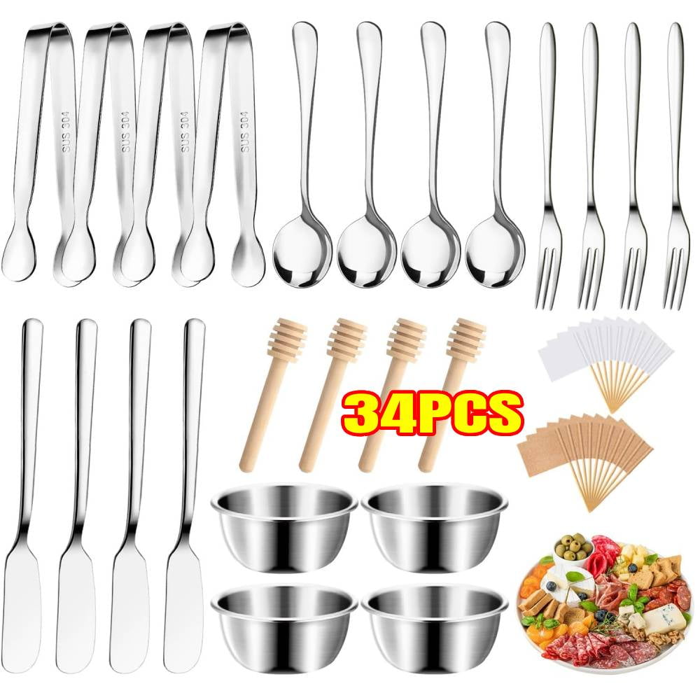 34PCS Cheese Butter Spreader Knives Set Stainless Steel Spreader Spoons ...