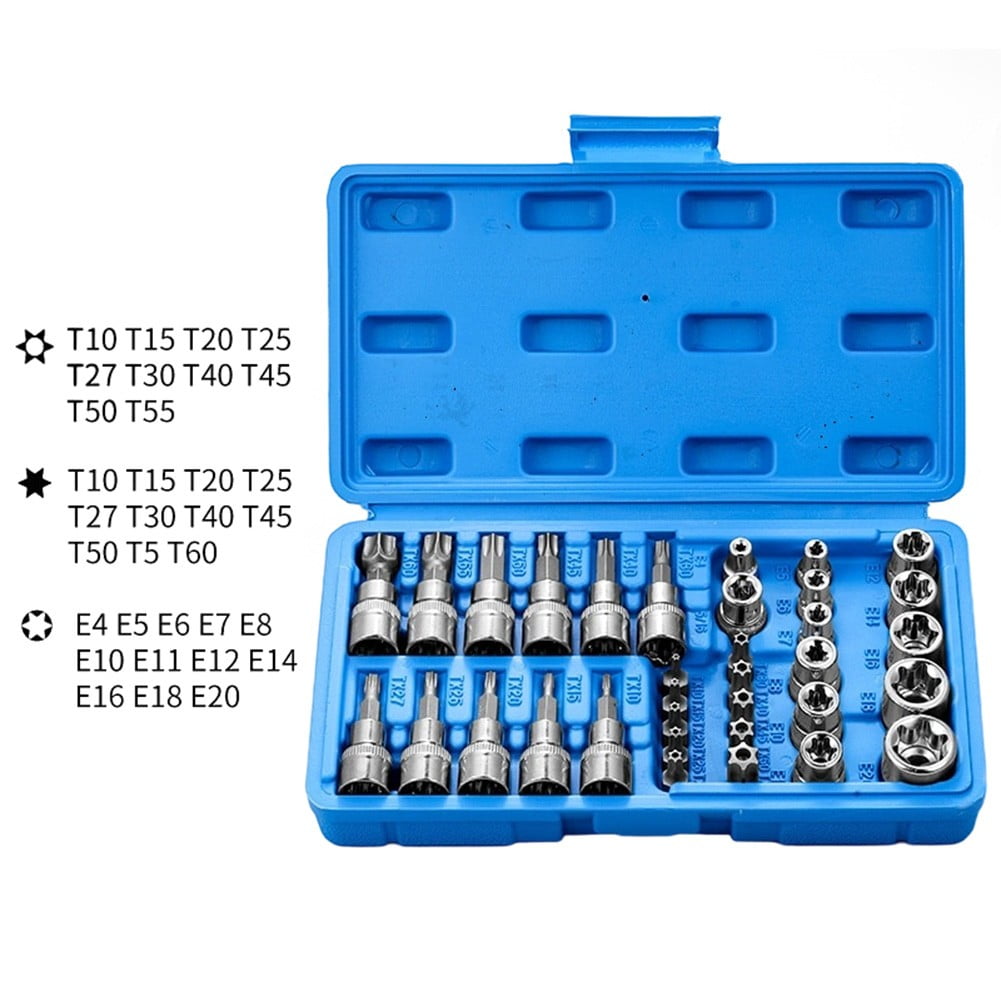 34PCS for Torx Bit Set E Type Socket E4-E20 Plum Head Inserts Socket ...
