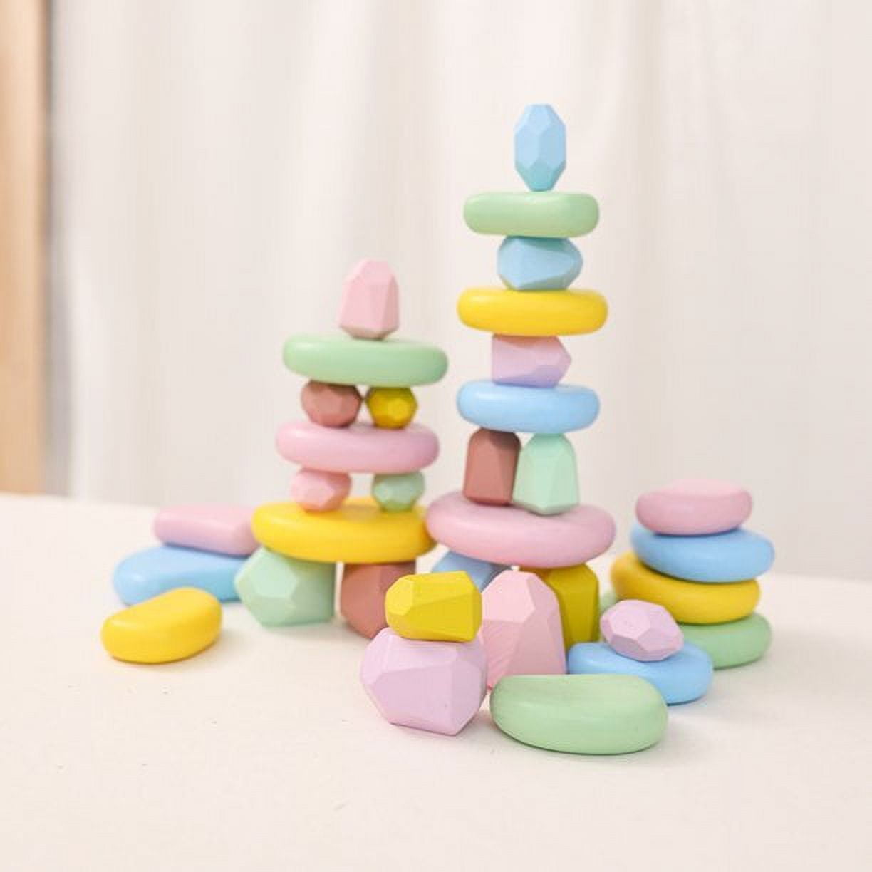 34PCs Stacking Rocks Balancing Stacking Stones Wooden Stacking Toys ...