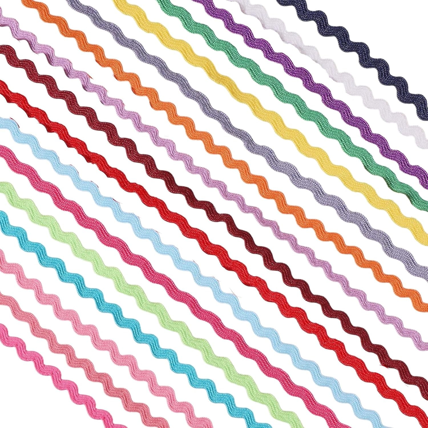 34Pcs 17Colors Mini Rick Rack Fringe Trim Ribbon Tiny Wave Bending ...