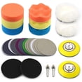 34Pcs 3 inch Car Buffing Sponge Pads Kit & Polishing Sanding Discs ...
