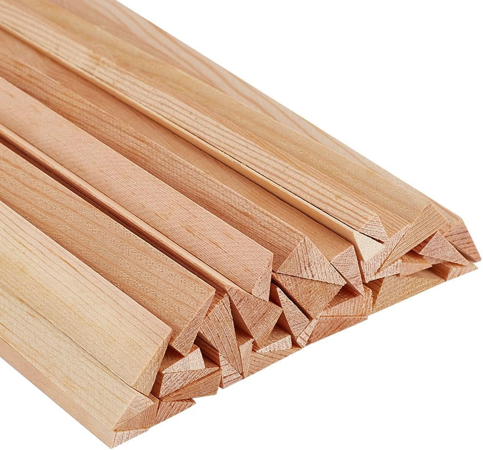 34Pcs 5 Sizes Triangle Wood Sticks 9.8 Inch Long Unfinished Wooden ...
