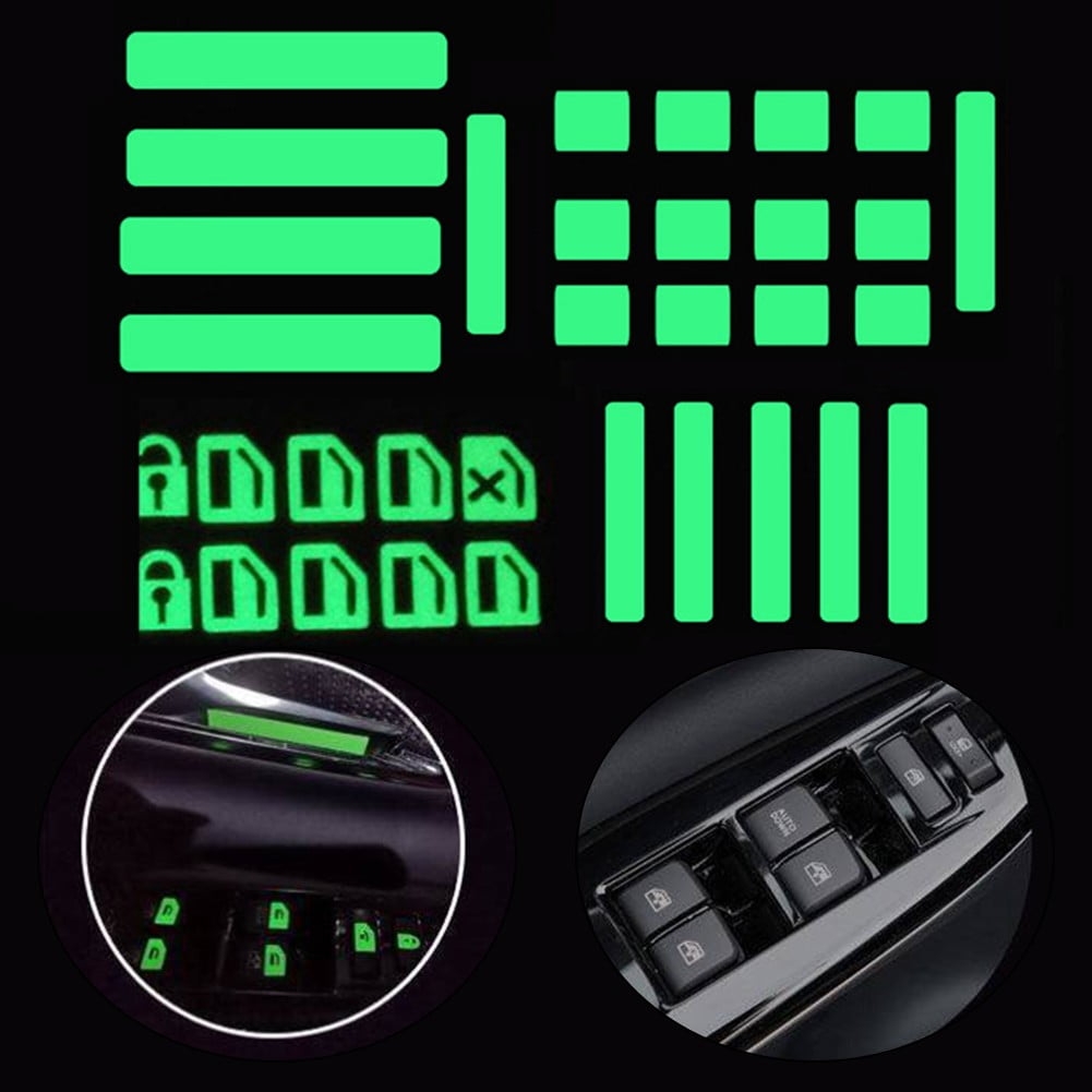 34PCS Car lift Button Luminous Sticker Car Door Handle Center Console ...