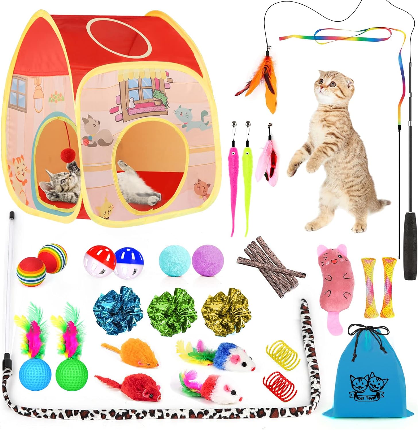 SunGrow Kitty Crinkle Balls, Indoor Toys for Cat & Kitten, 12 count ...