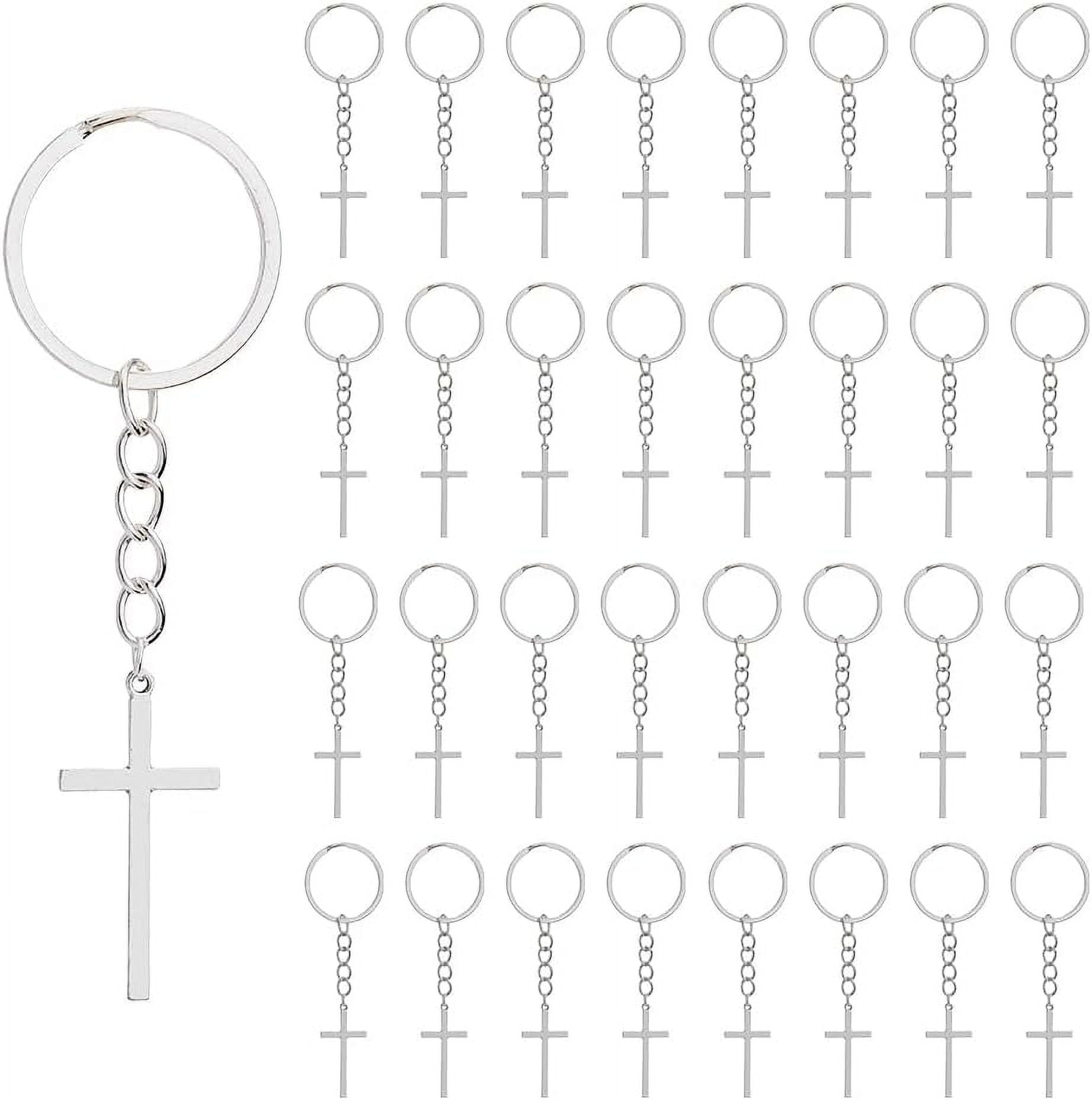 34Pcs Cross Keychains Alloy Classic Door Car Key Holders Verse Cross ...