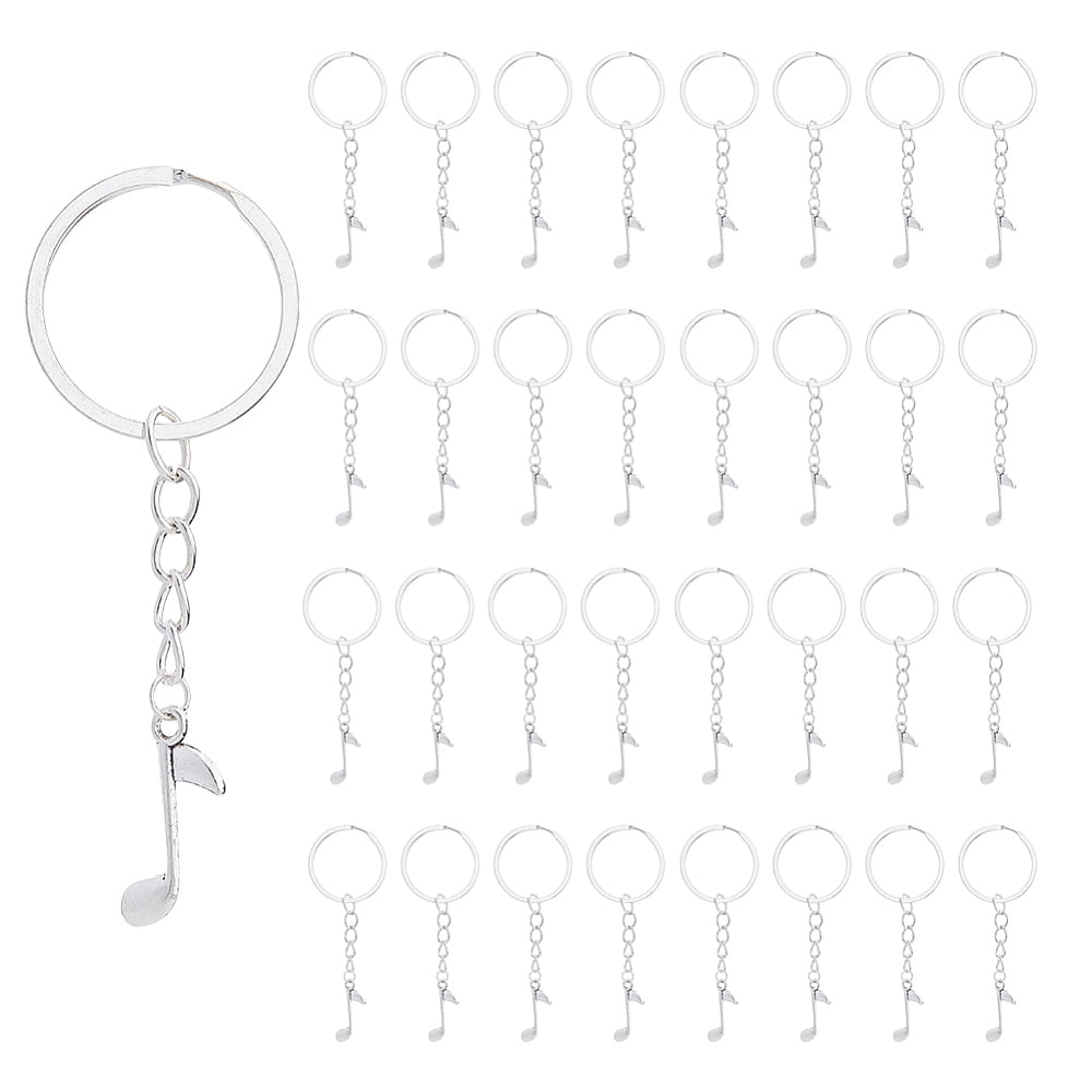 34Pcs Musical Note Keychains Alloy Music Symbol Keychains G Clef Key ...
