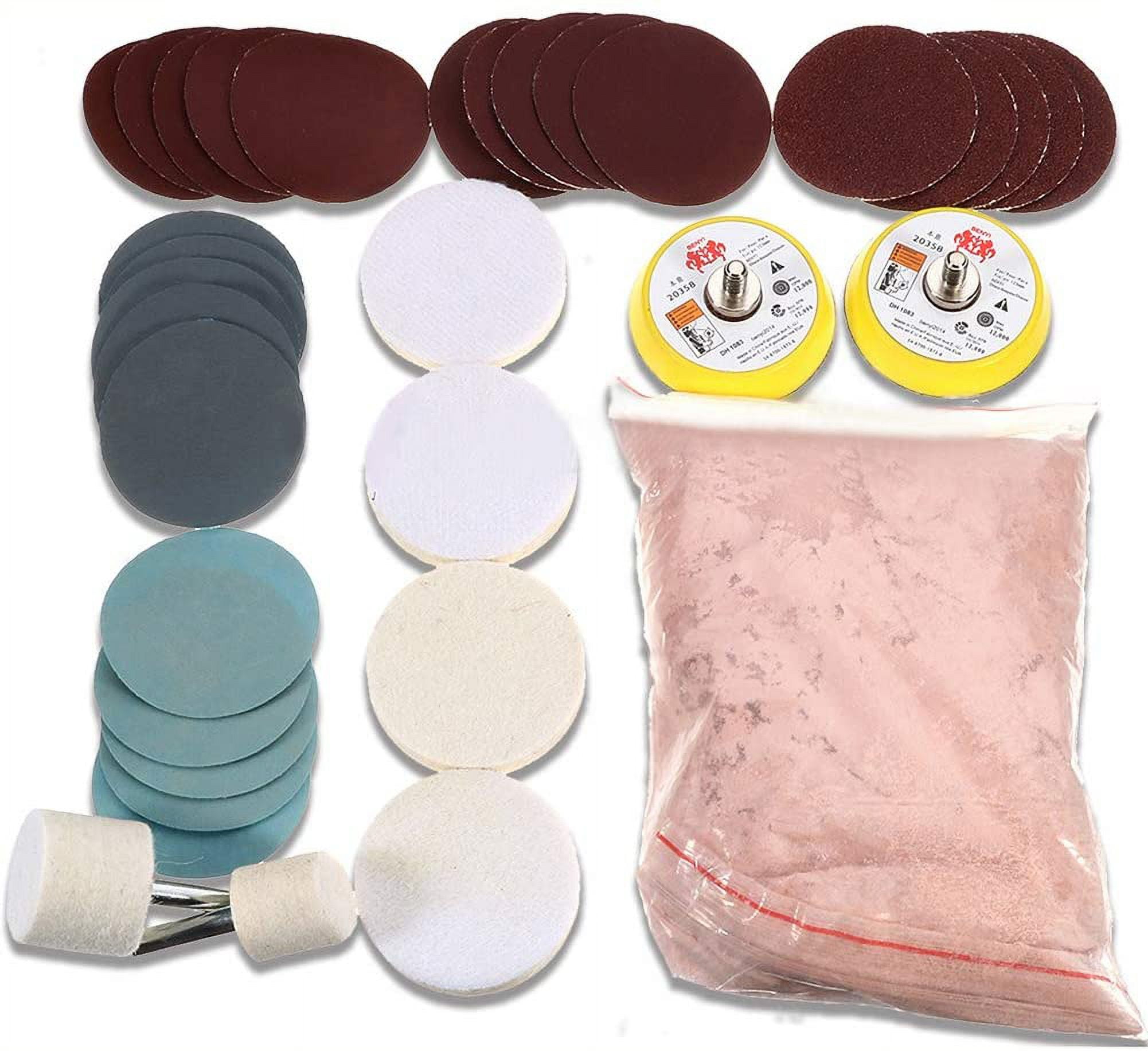 34Pcs/Set Glass Polishing Kit, Scratch Cleaner Window Repair Cerium ...