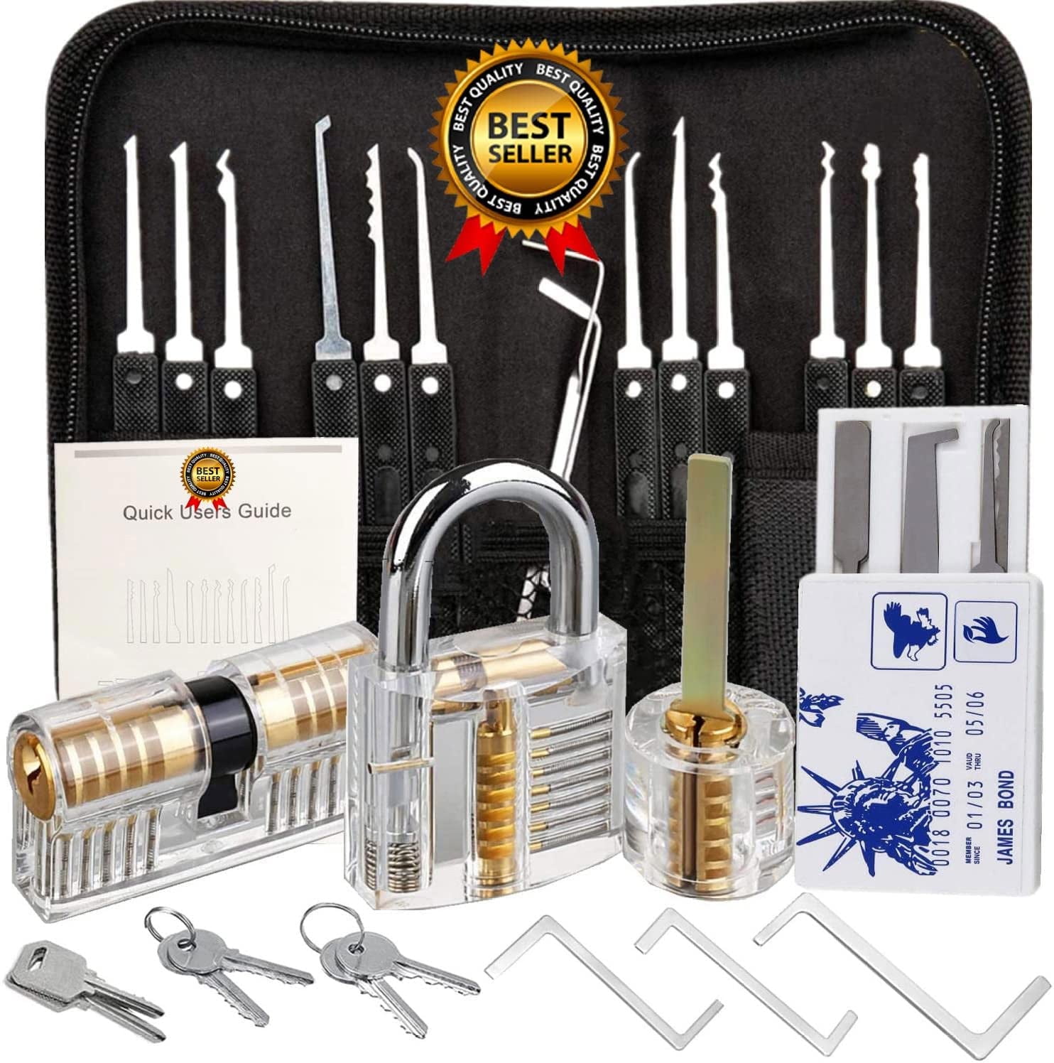 34Pcs Unlocking Lock Picked Set Key Extractor Transparent Practice lock ...