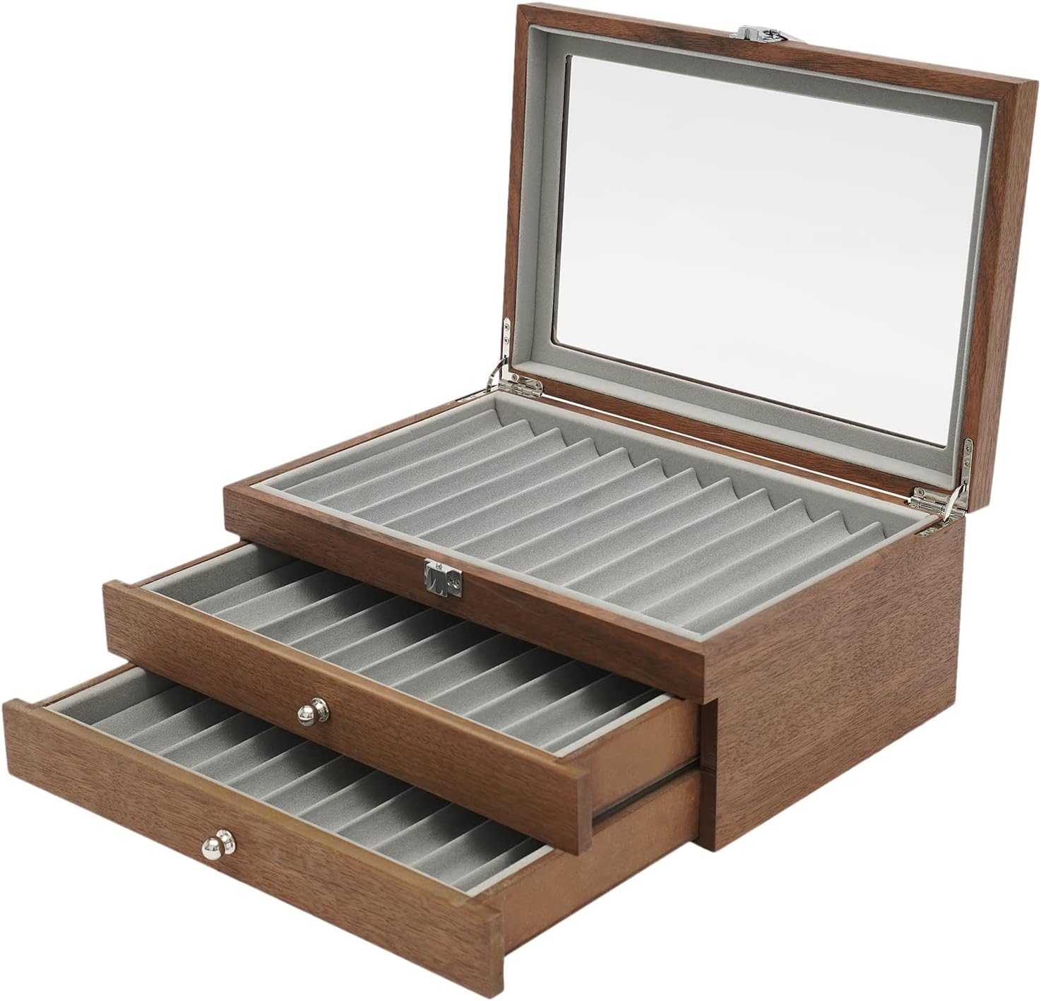 34Slots Walnut Wood Fountain, Pen Display Case Holder, Pen Display Box ...