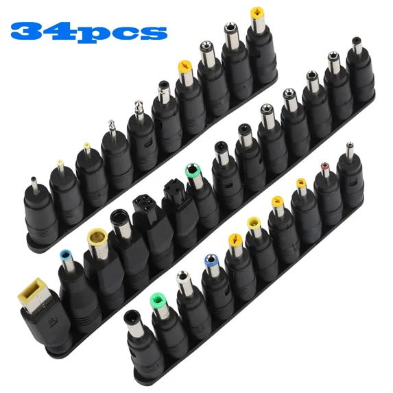 34Tips DC Power Plug Set Jack Kit Universal Supply Charger Adapter for ...