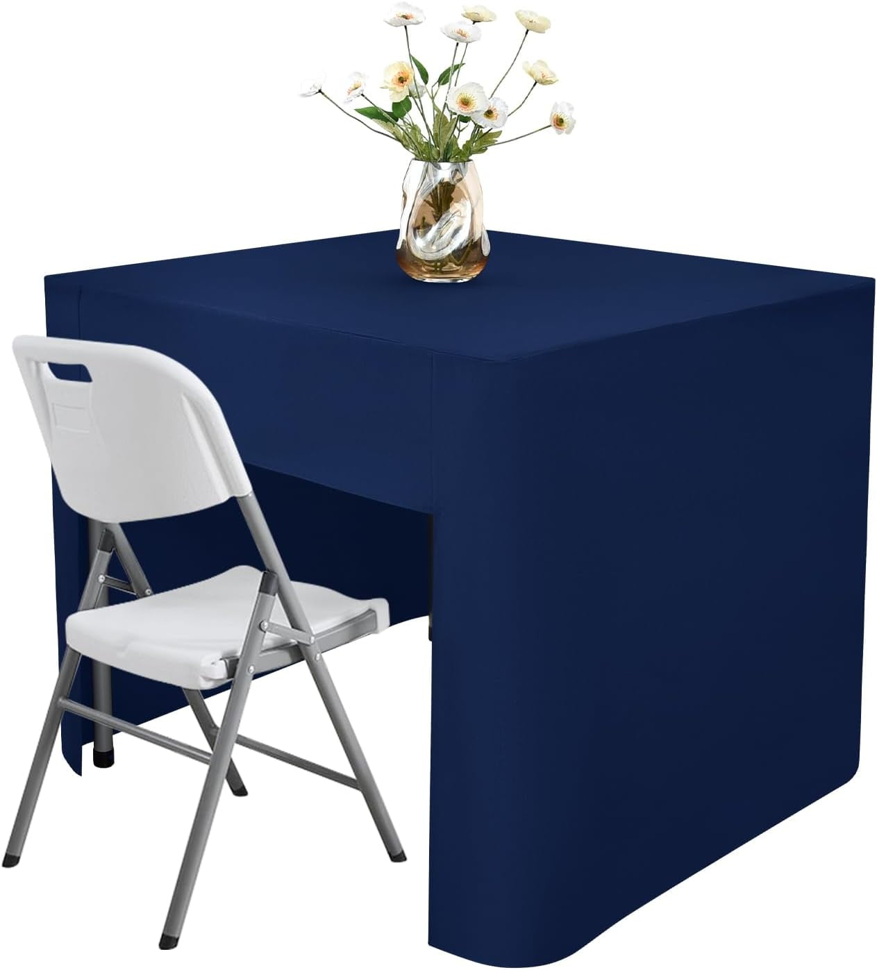 34X34 Inch Navy Blue Square Fitted Tablecloth Open Back Fitted Table ...