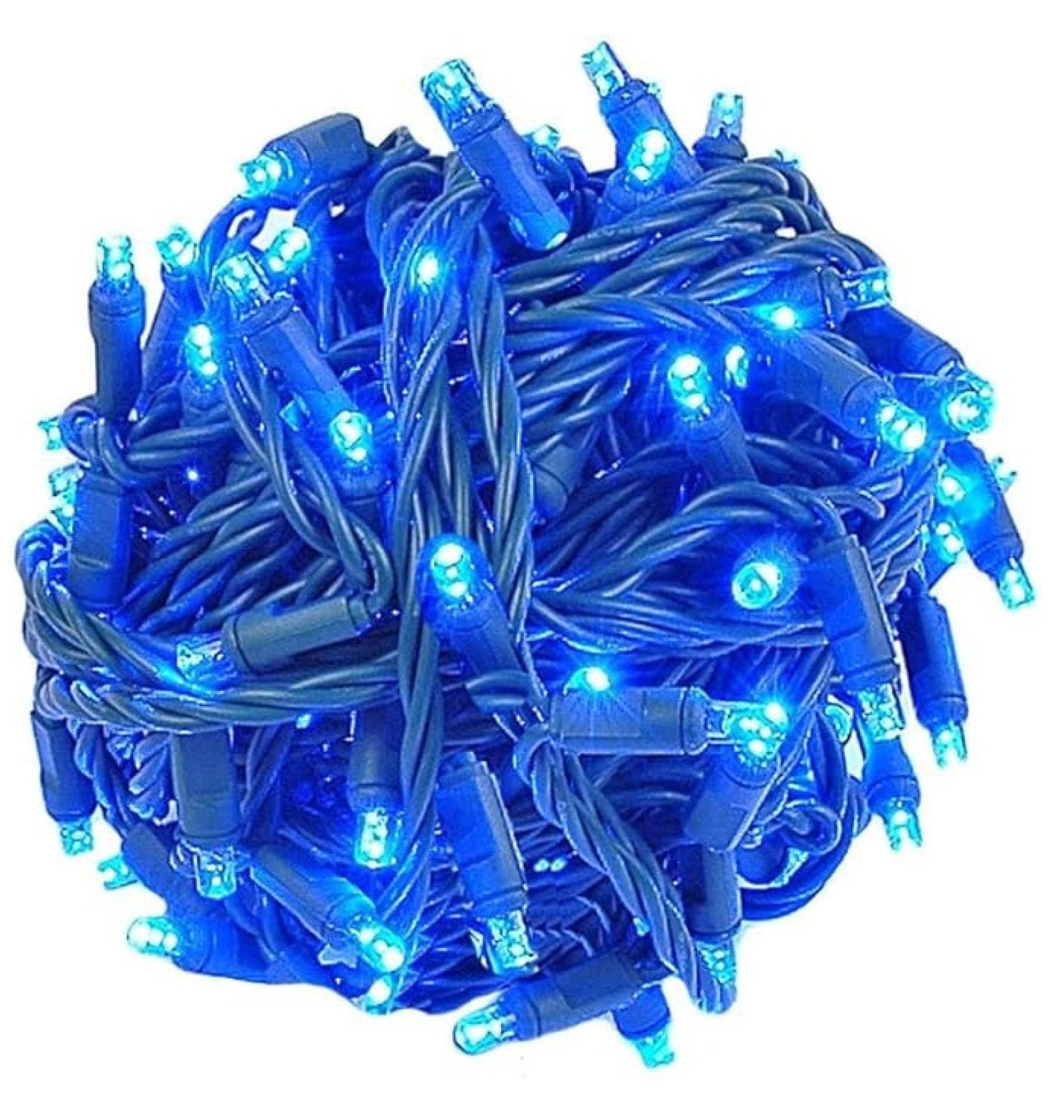 34ft 100 LED Christmas Lights, Blue Mini Lights - Coaxial Connectors ...