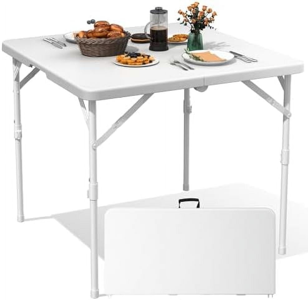 34inch Square Plastic Folding Table, Fold in Half Card Table w/Handle ...