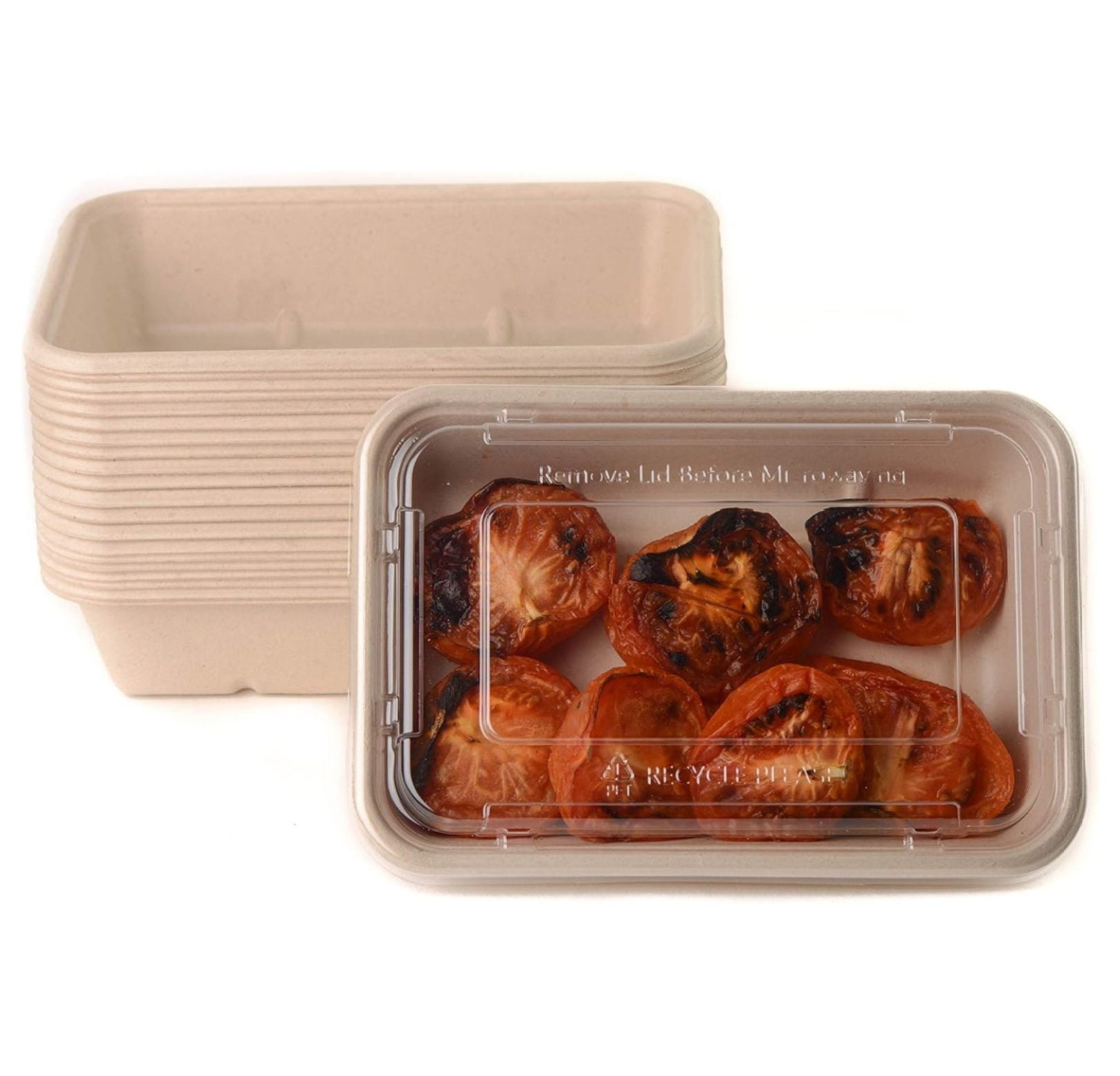 34oz Compostable Eco Friendly Container Trays with Clear Lids [50 PACK ...