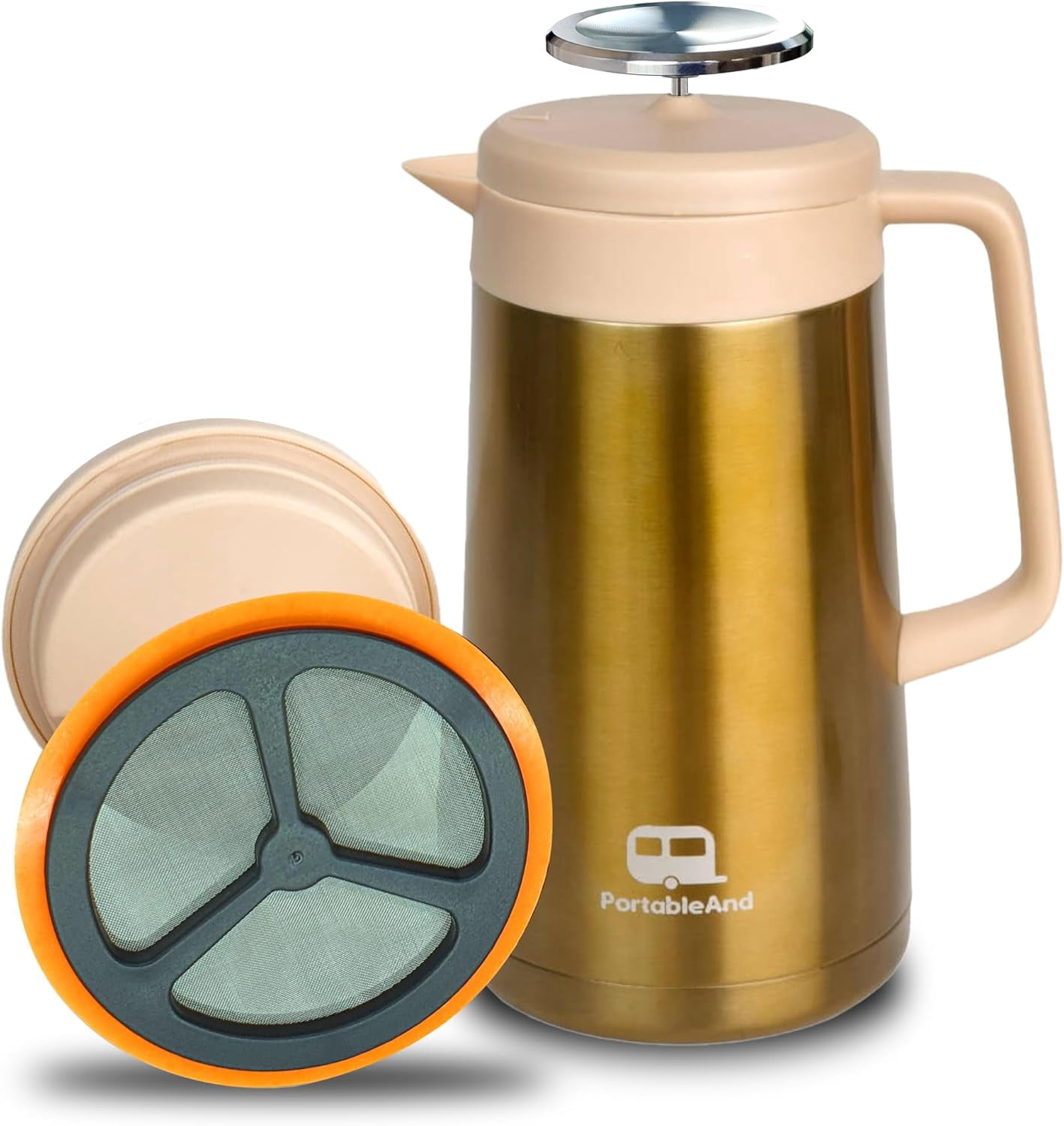 34oz Double Vacuum Insulation Large Silicone French Press Coffee Maker ...