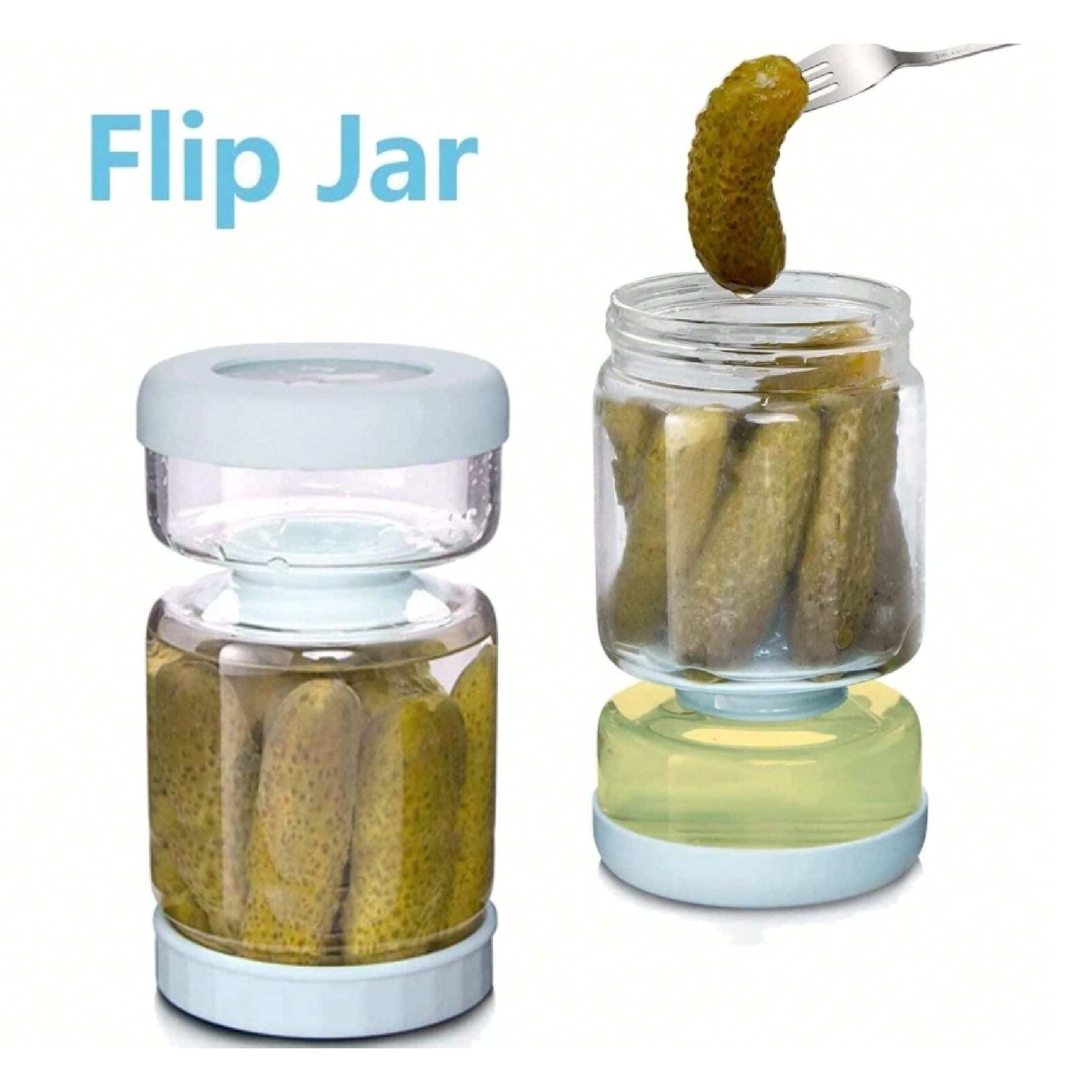 34oz Glass Pickle Jar With Strainer Flip Dry And Wet Dispenser Olives ...