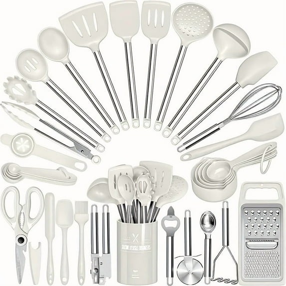 34pcs BIBEARBIBEAR Silicone Kitchen Utensils Set - Nonstick Cookware ...