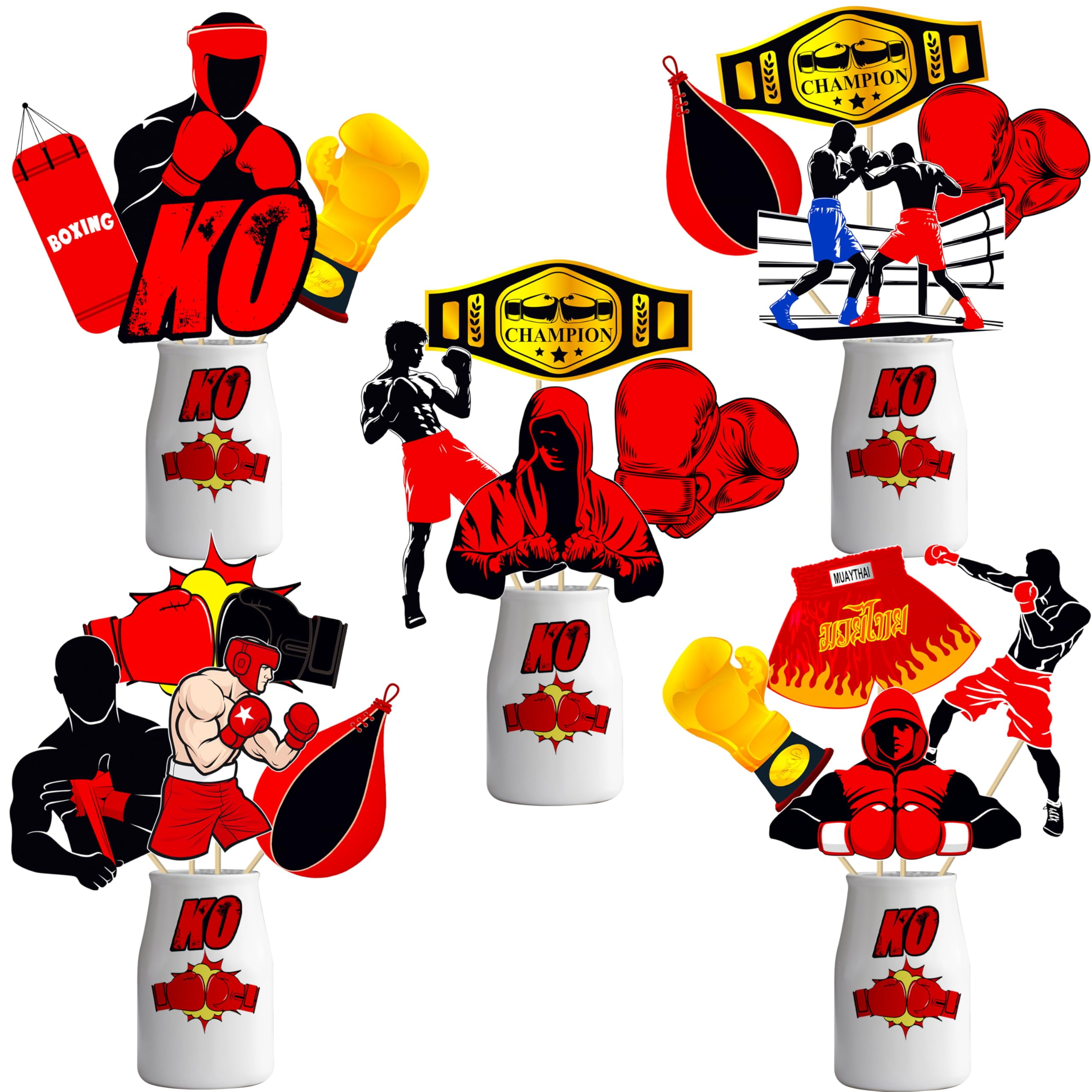 34pcs Boxing Party Centerpiece Sticks Boxing Birthday Party Decorations ...